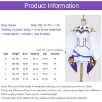 Emilia Cosplay Costume Full set Anime Re Zero Starting Life in Another ...